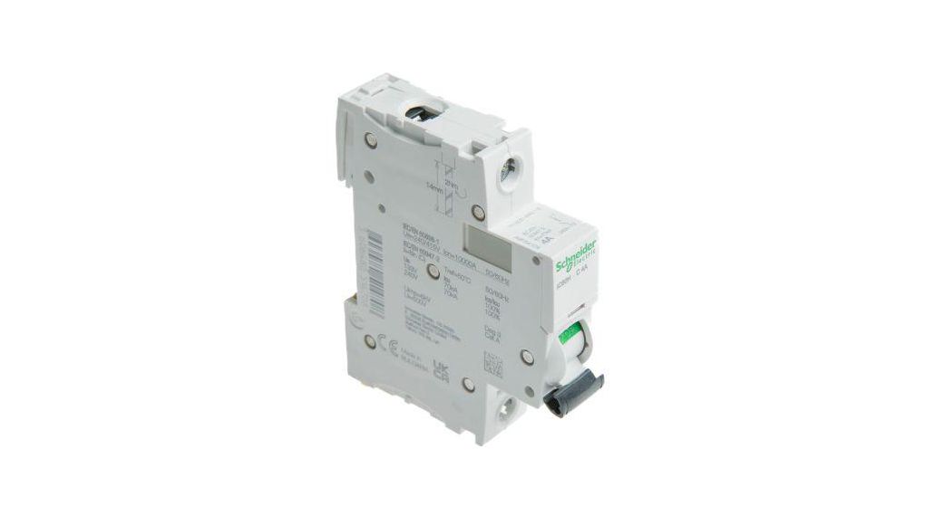 A9F54104 | Schneider Electric Acti 9 iC60H MCB, 1P Poles, 4A Curve C, 100 133V AC, 72V DC, 10 kA ...